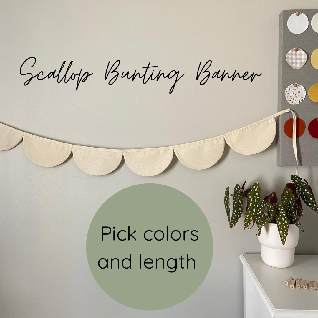 Custom Scalloped Bunting Banner, Custom Bunting Wall Decor, Kids Room ...