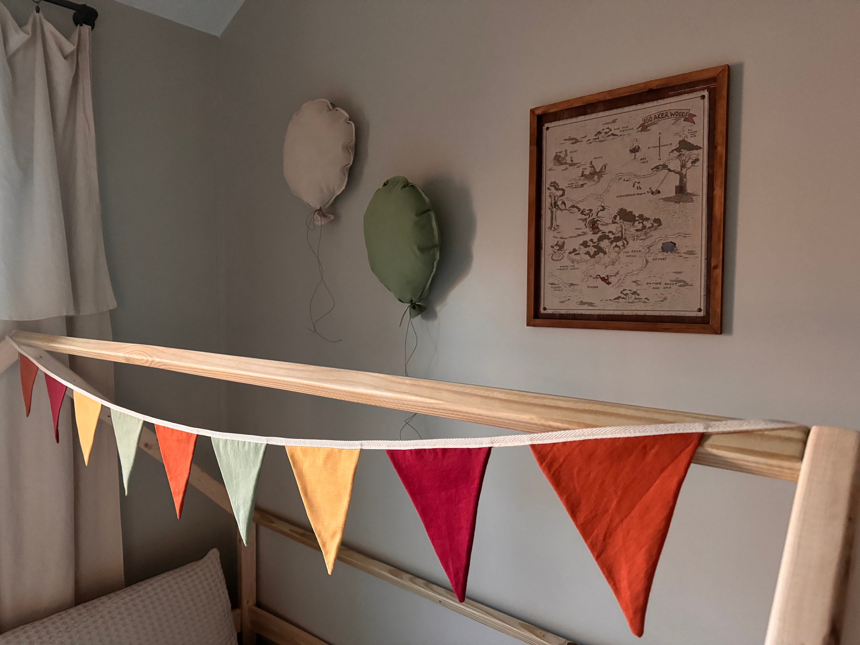 Scrap Bunting, Beige Room Banner, Birthday Gifts, Bunting Wall Decor ...