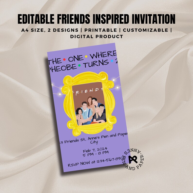 Customizable FRIENDS Inspired Birthday Invitation Template for FRIENDS ...