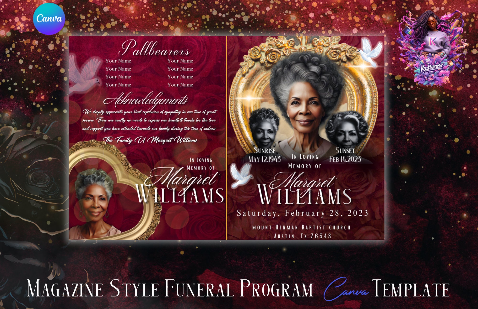 In Loving Memory Canva Magazine Template - Etsy