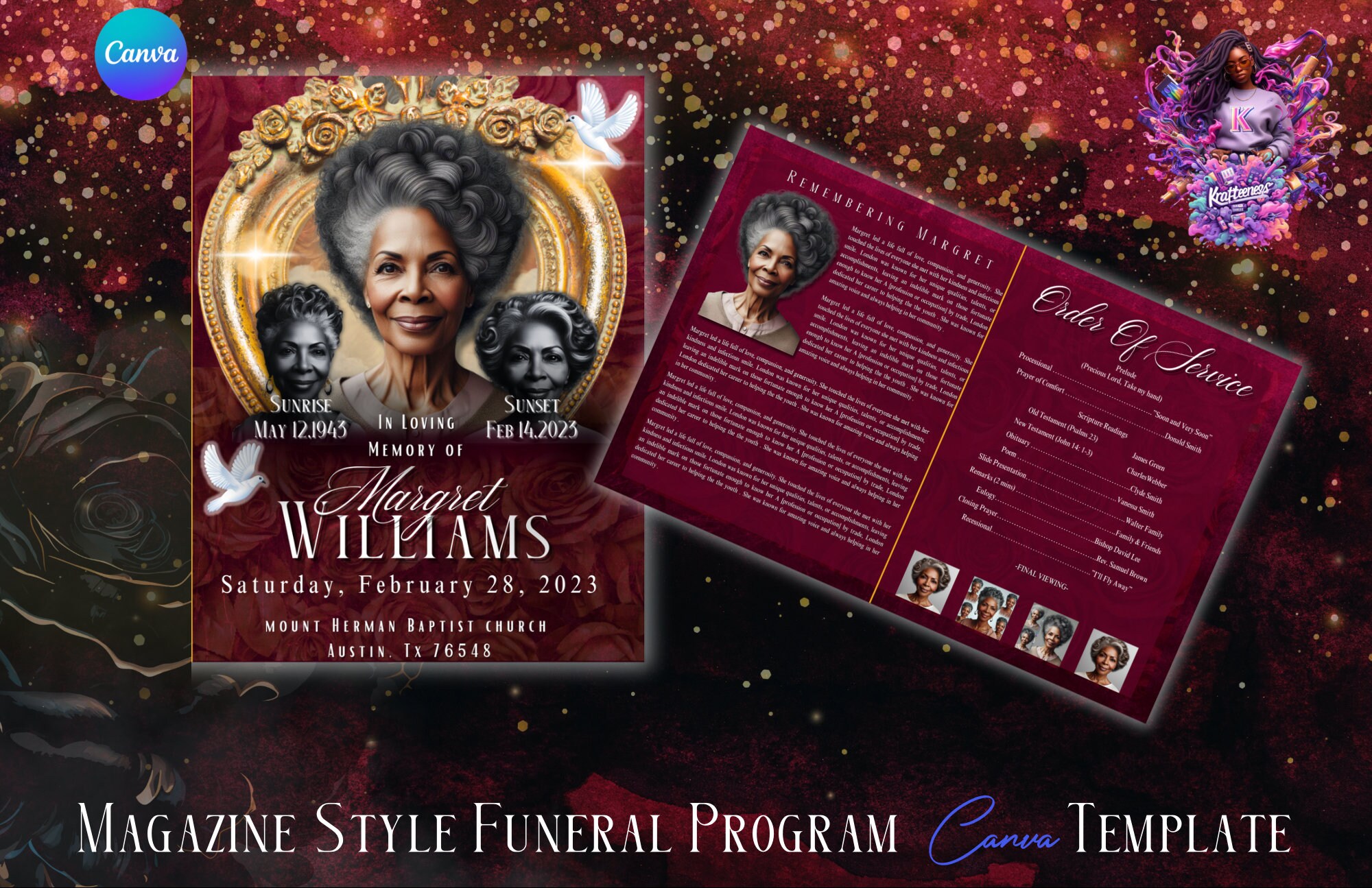 In Loving Memory Canva Magazine Template - Etsy