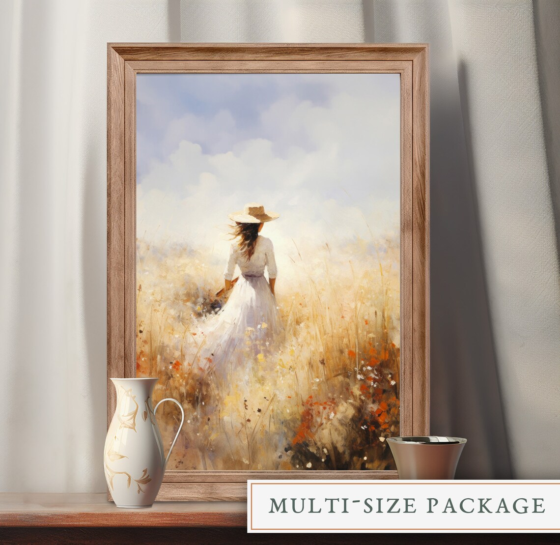 Printable Golden Solace Lady in a Color Field Digital Artwork, Digi Art ...