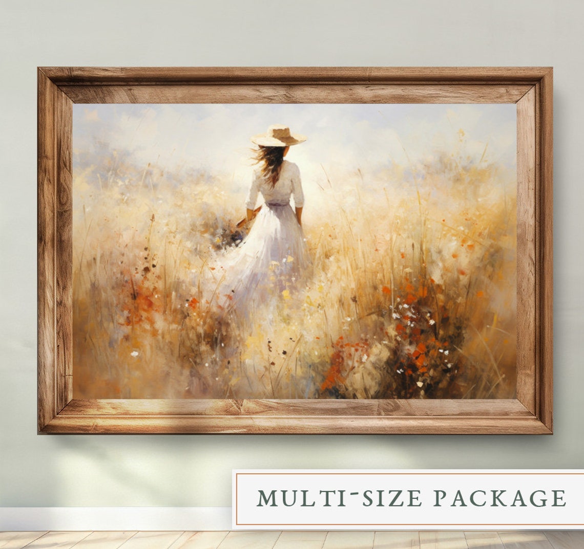 Printable Golden Solace Lady in a Color Field Digital Artwork, Digi Art ...