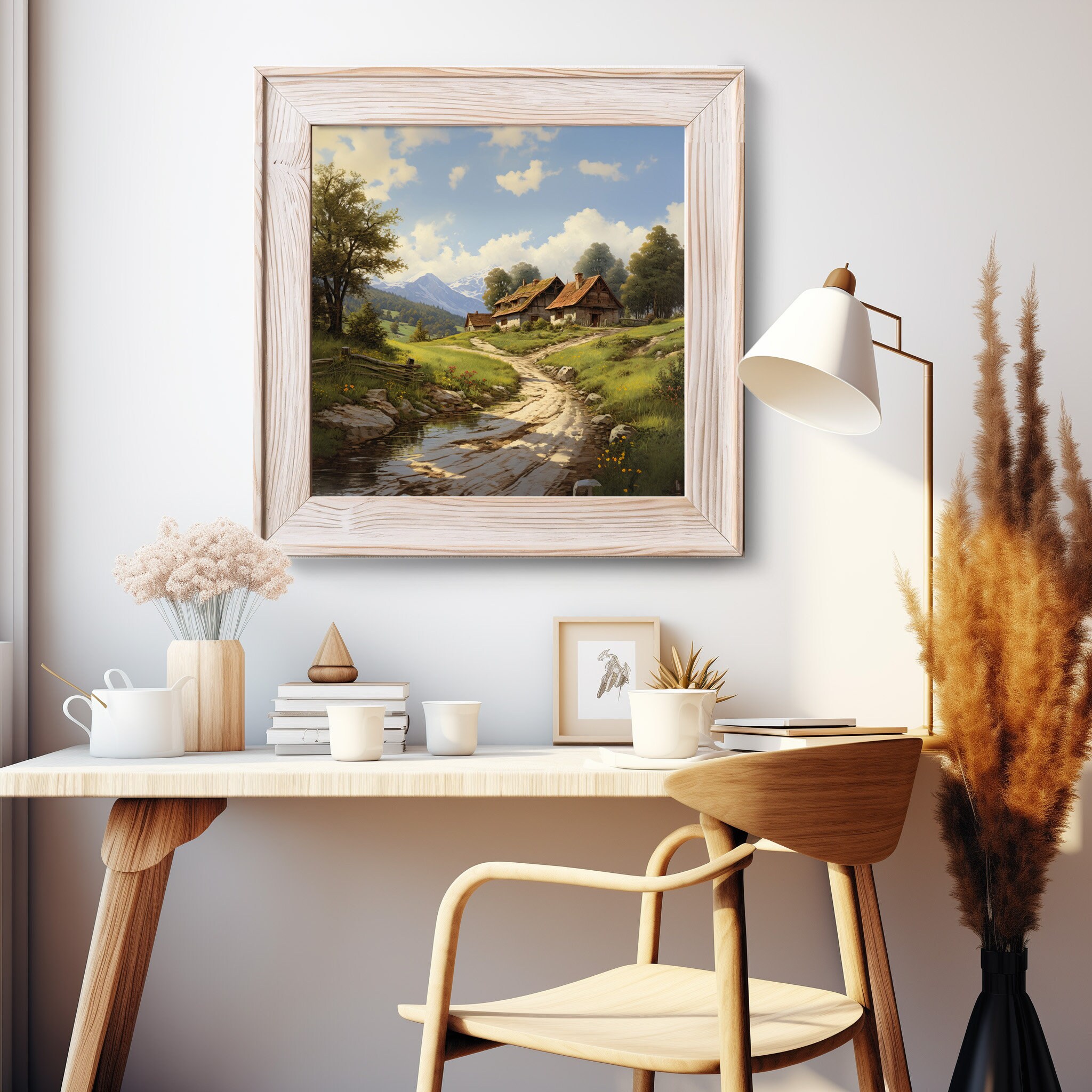 Printable Alpine Retreat Rustic House Digital Artwork, Digi Art ...