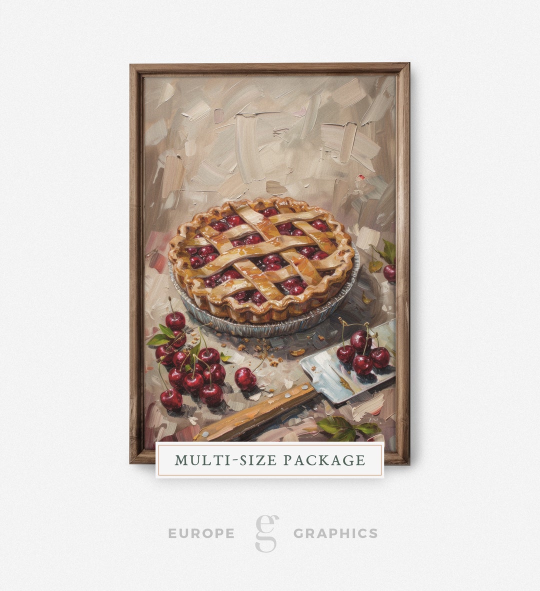 Printable Pie Palette Cherry Pie Still Life Digital Artwork Painting ...