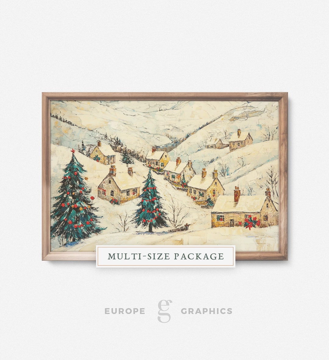 Printable Christmas Mountain Hamlet Winter Village in a Christmas Time ...