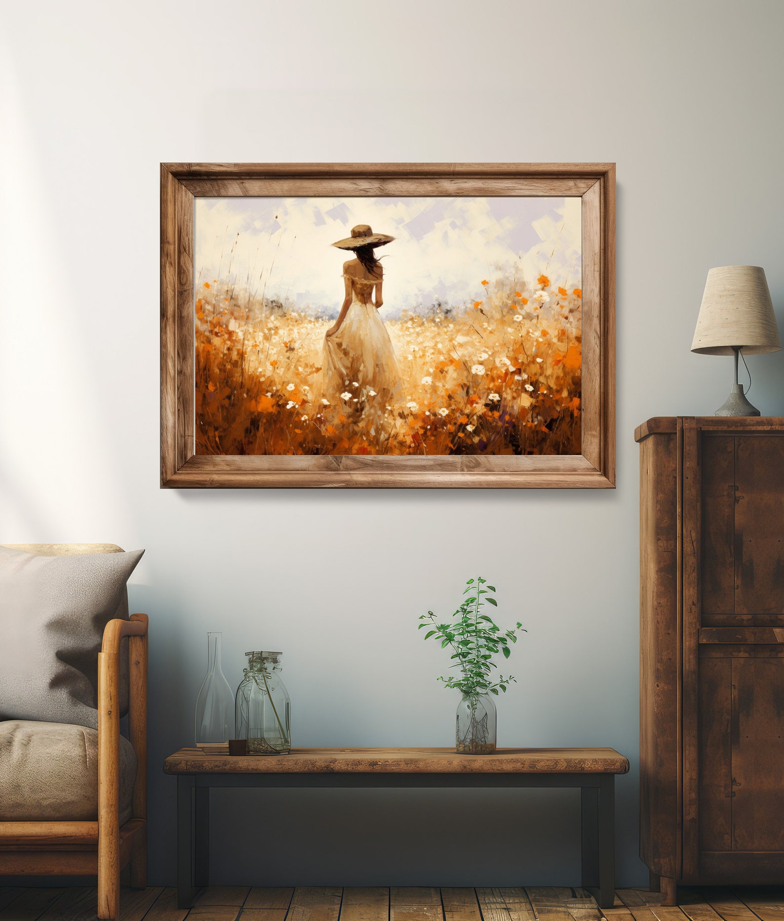 Printable Meadow Muse Lady in a Color Field Digital Artwork, Digi Art ...