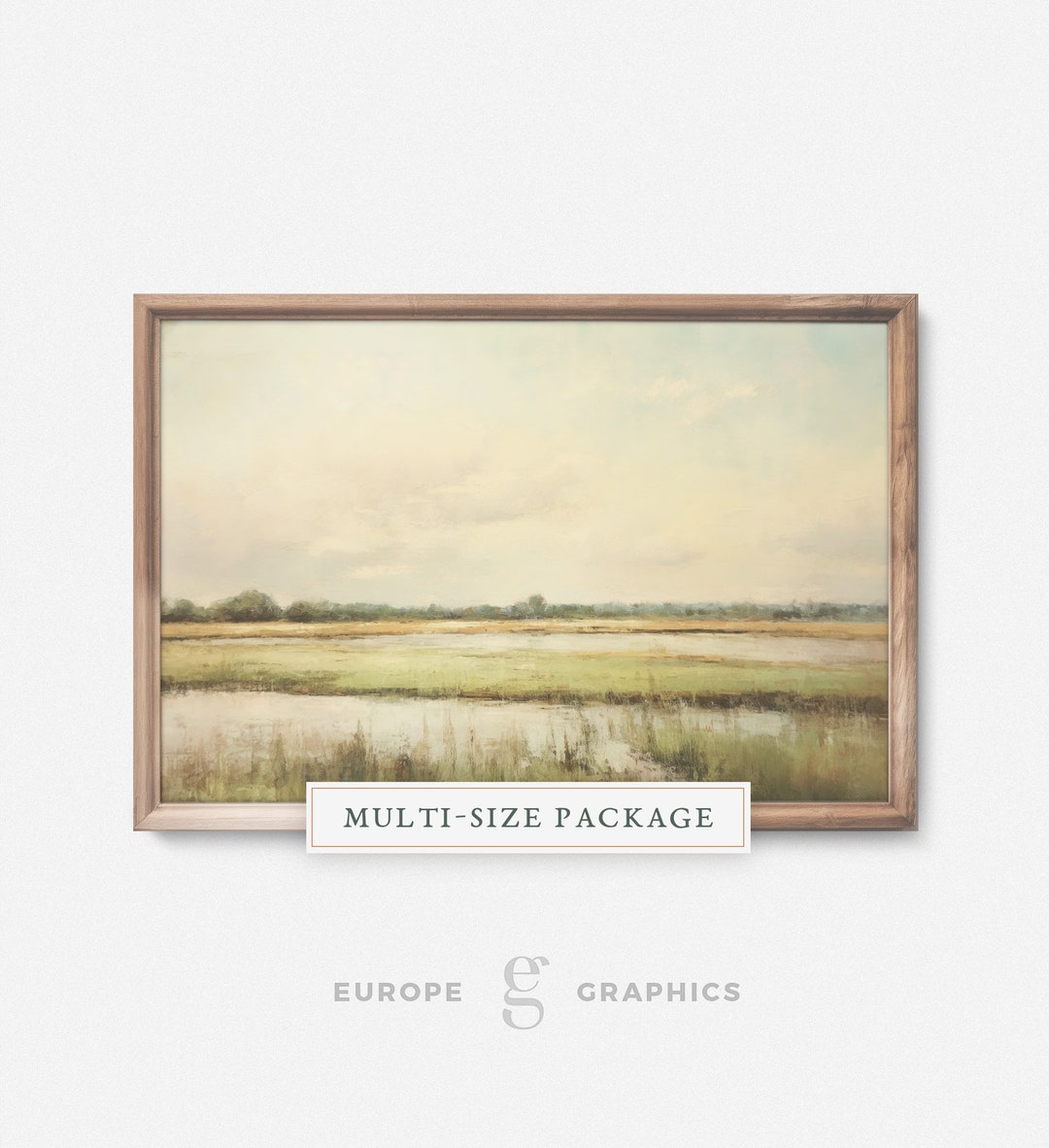 Printable Marshland Mosaic Countryside Landscape Digital Artwork ...