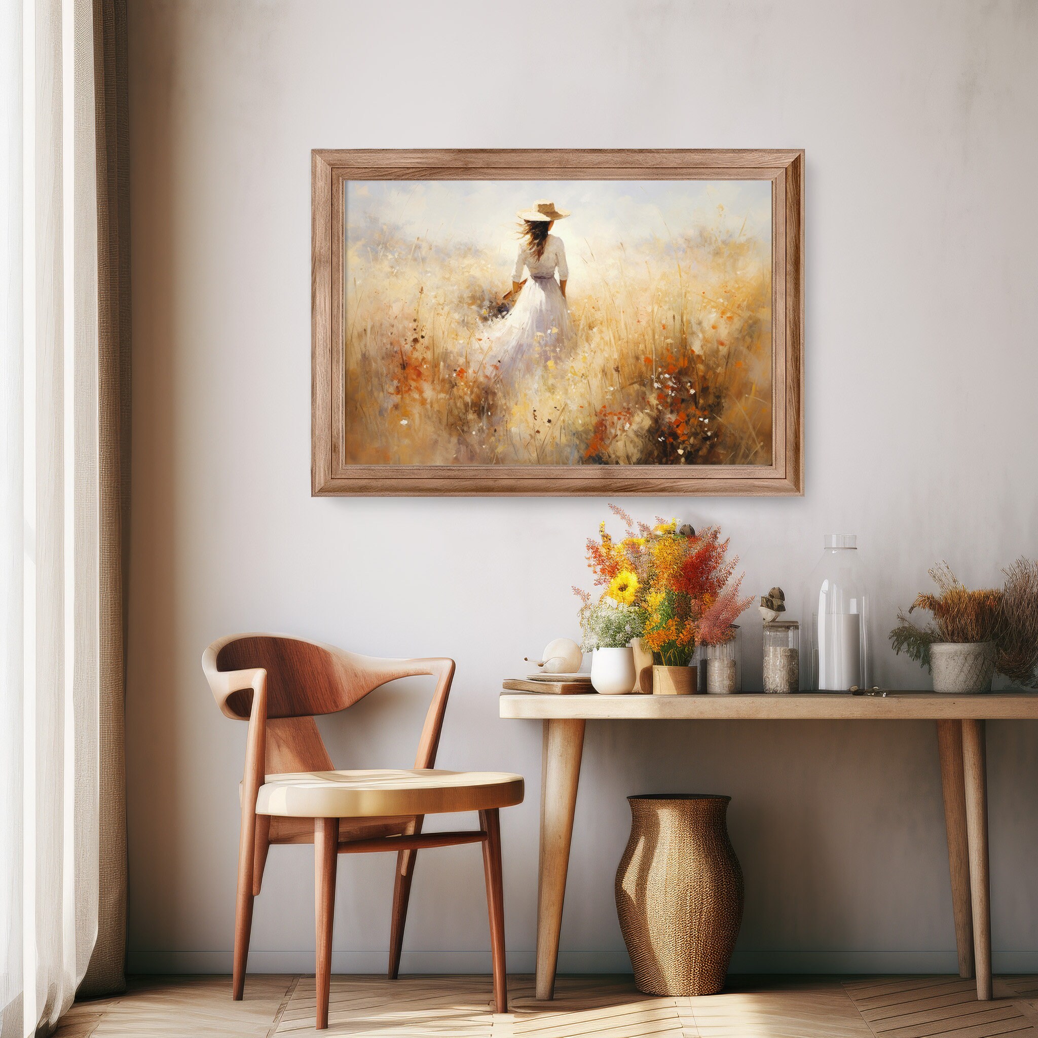 Printable Golden Solace Lady in a Color Field Digital Artwork, Digi Art ...