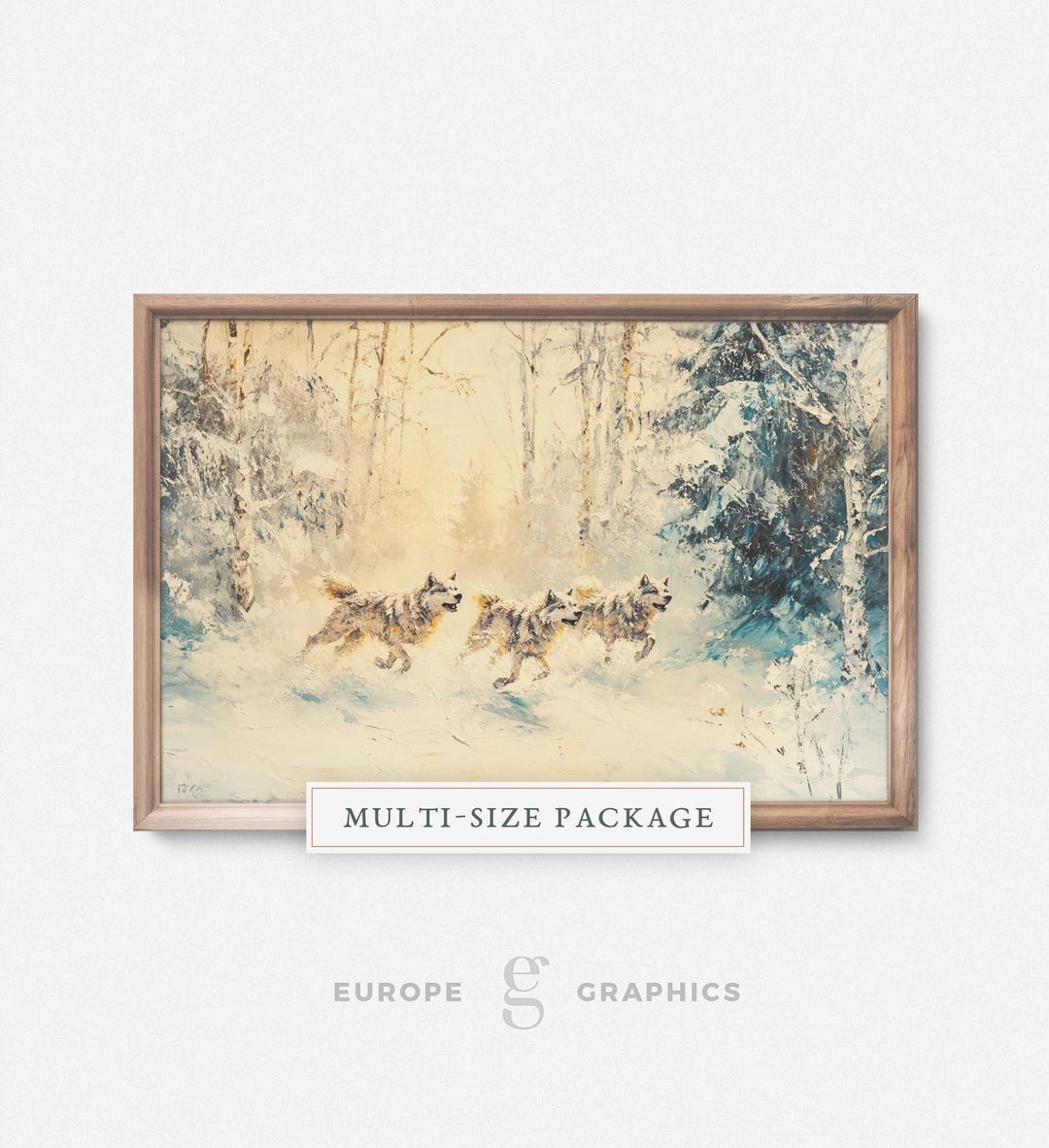 Printable Winter Wolf Pack Wolf Pack Winter Forest Scene, Snowy ...