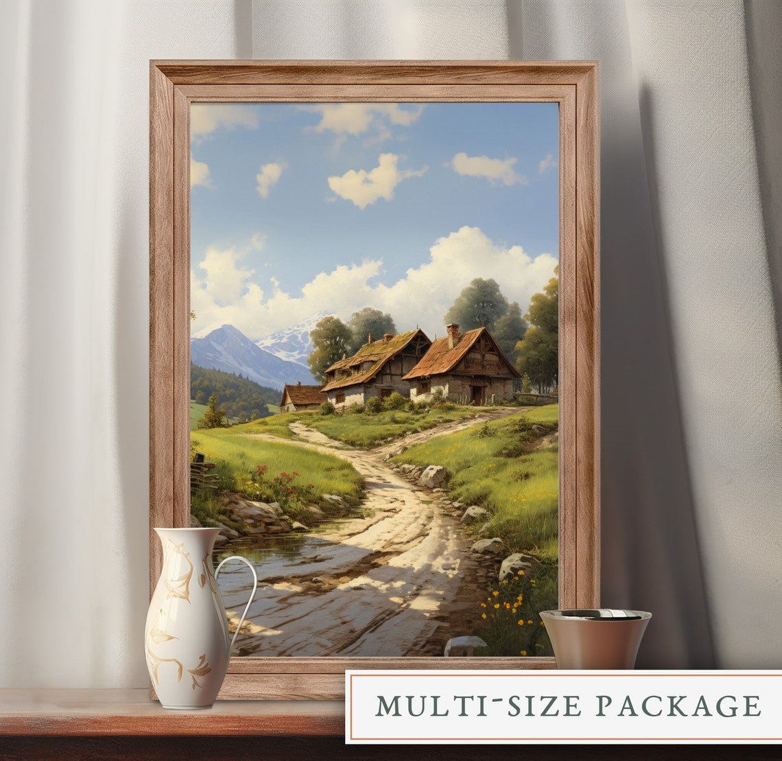 Printable Alpine Retreat Rustic House Digital Artwork, Digi Art ...