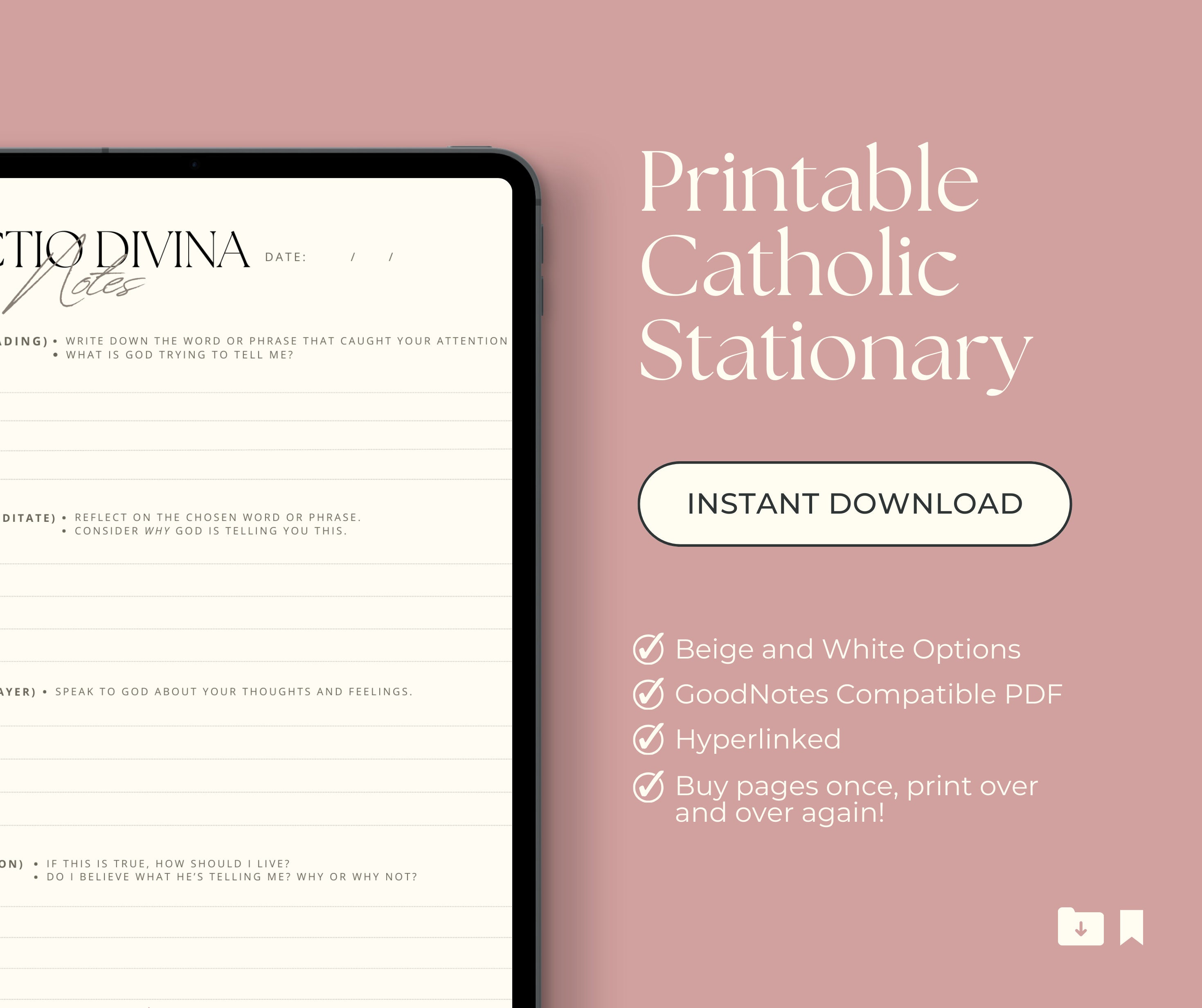 Catholic Lectio Divina Prayer & Verse of the Day Digital Note Pages ...