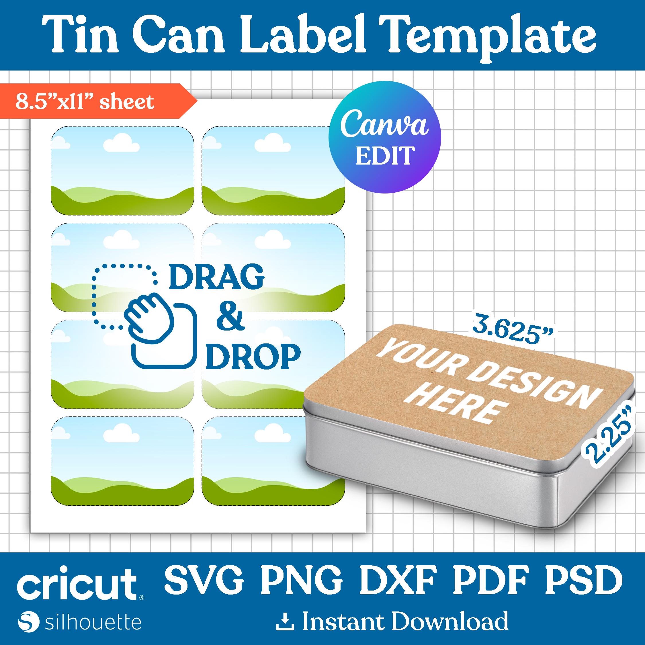 100ml, 3.5g Tin Can Label Template, Metal Tin Can Template, Rectangle ...