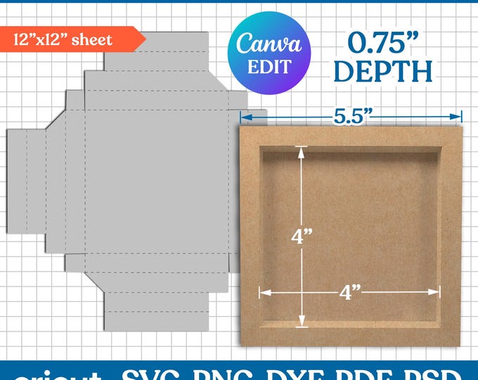 Shadow Box Template SVG, Shadow Box Svg, Paper Box Frame, 3D Shadow Box ...