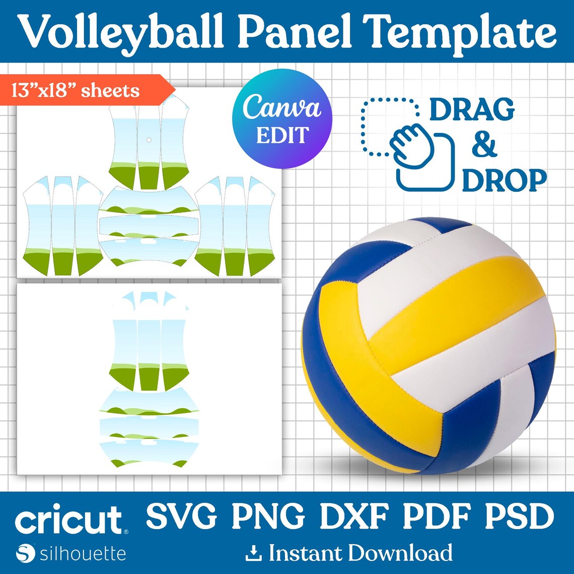 Volleyball Panel Template Svg, Volleyball Panel Blank Template, Custom ...