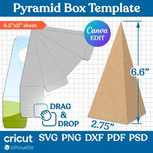 Pyramid Box Bundle, Gift Box Template, Pyramid Favor Box, Birthday Gift ...