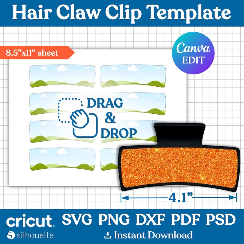 Hair Claw Clip Template BUNDLE, Hair Claw Clip Sublimation Template ...