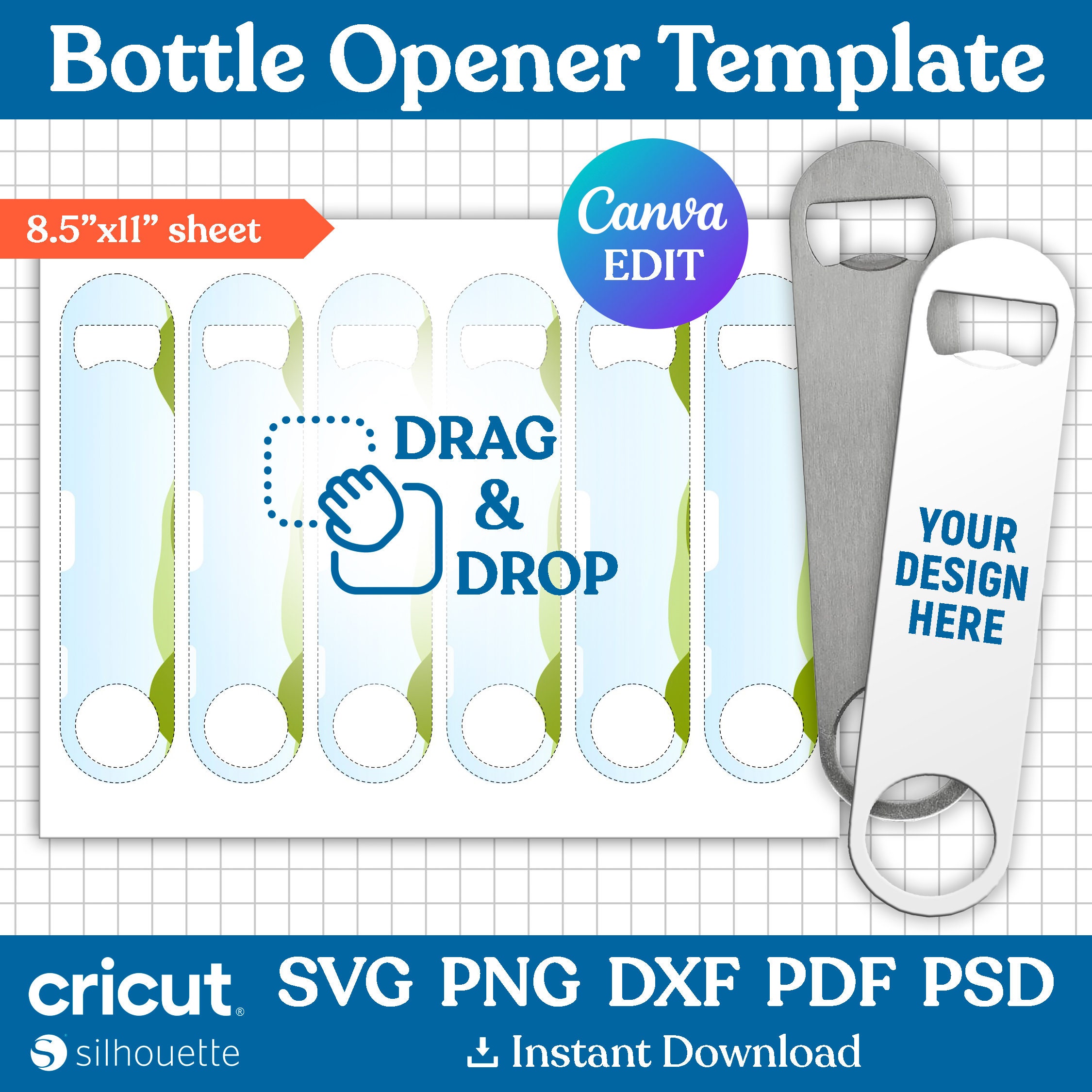 Bottle Opener Template Svg, Stainless Steel Bottle Opener, Beer Bottle Opener Sublimation ...