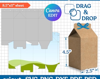 5.8" Milk Box Template, Milk Carton Box Template, Milk Favor Box Svg ...