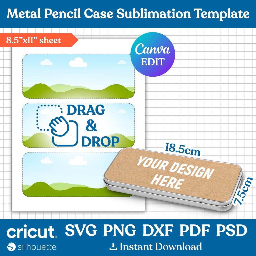 Metal Pencil Case Sublimation Template, Pencil Box Template, Pencil Box ...