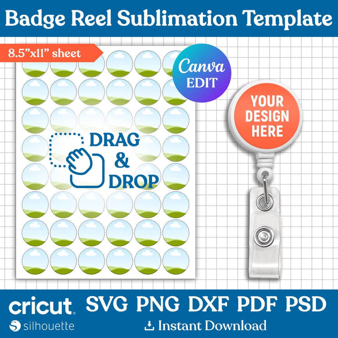 Badge Reel Sublimation Template, Badge Reel Template, Badge Reel Circle ...