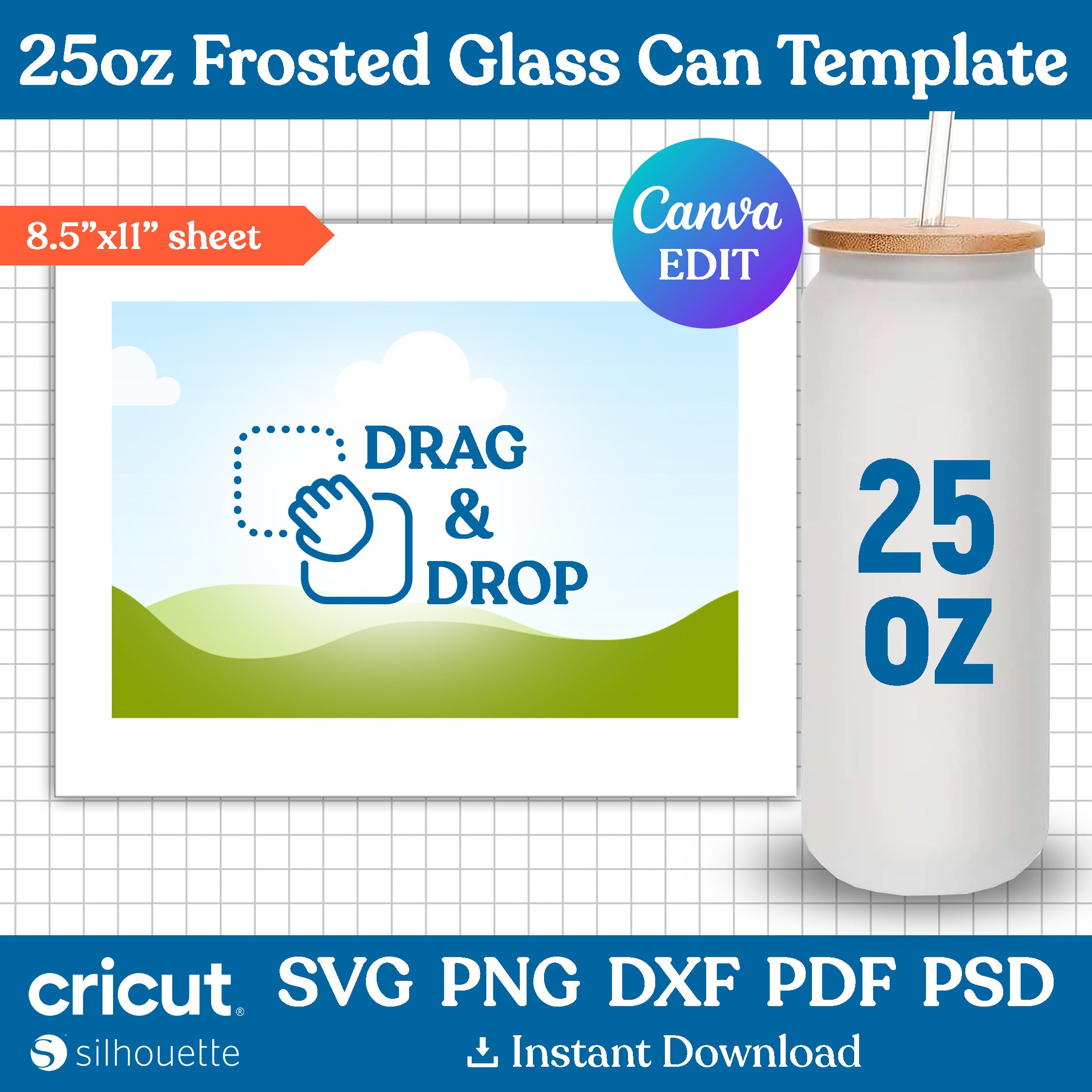 Libbey Glass Template Svg, 25oz Frosted Glass Can Template, Libbey ...