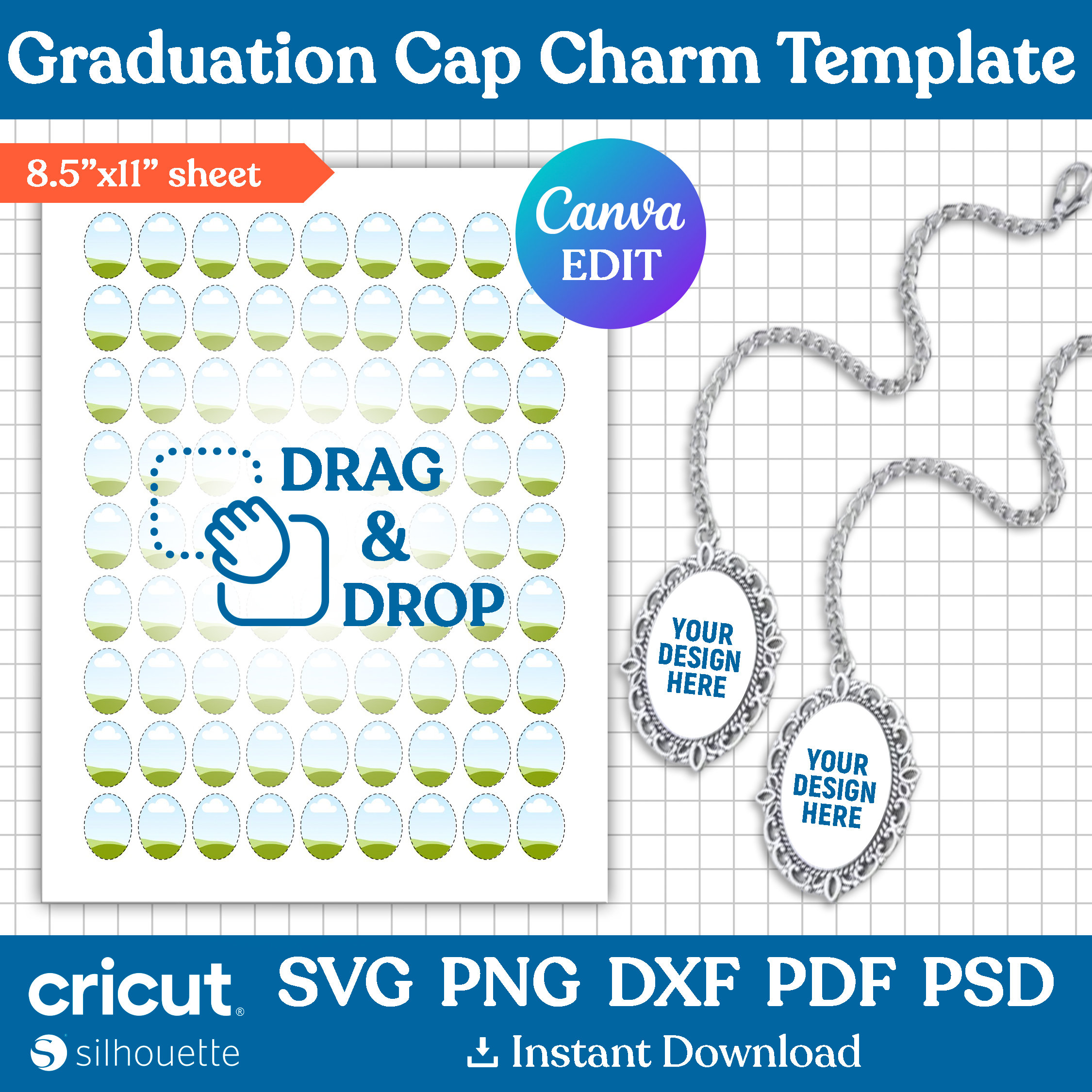 Graduation Cap Charm Template, Cap Charm Memorial Template, Charm ...