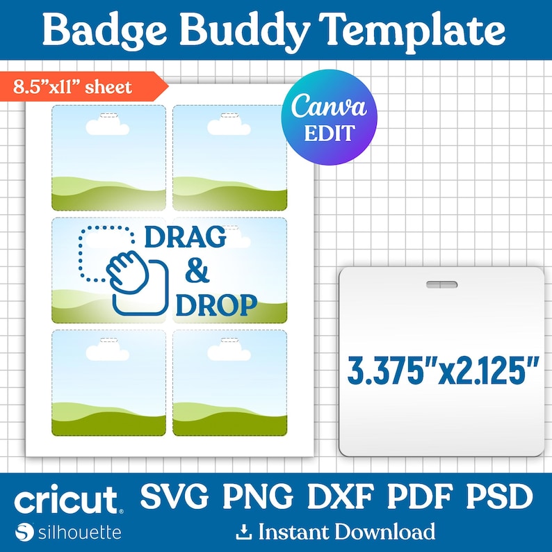 Badge Buddy Template, ID Badge Template, Badge Buddy Blank, Vip Badge ...