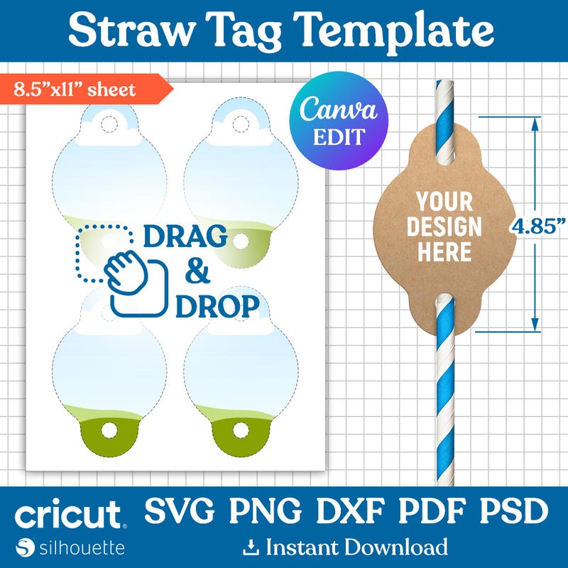 Straw Wrapper Template - Etsy
