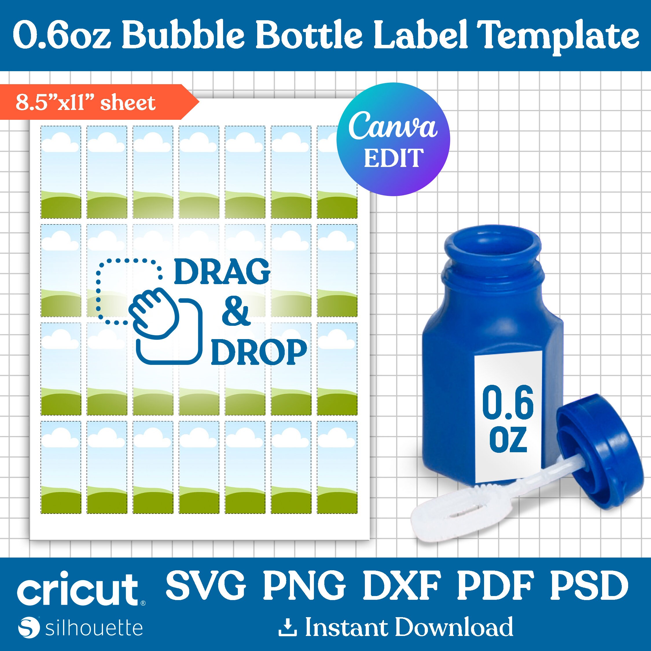 Bubble Bottle Label Template BUNDLE, 0.6 Oz, 2 Oz, 4 Oz Bubble Bottle ...