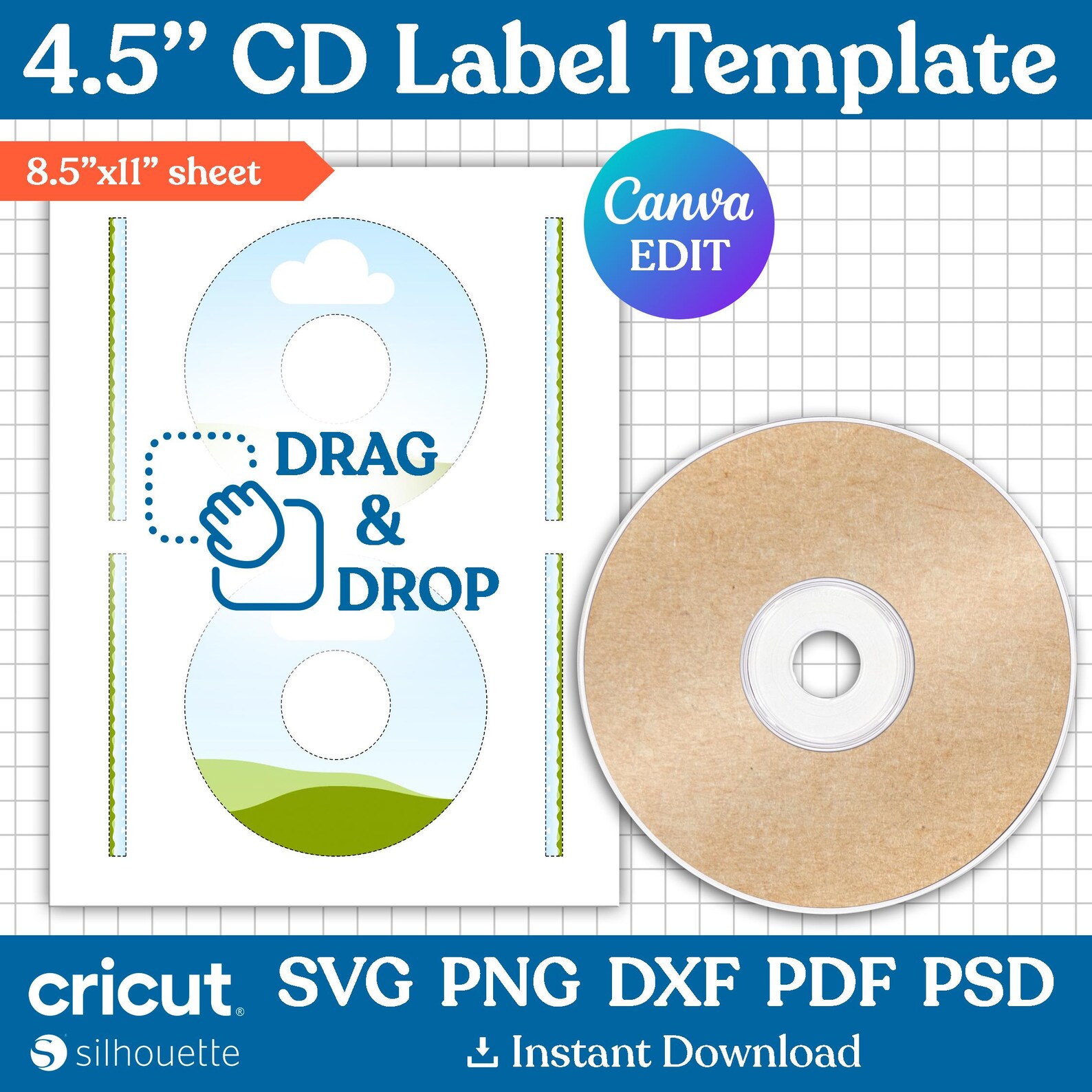 4.5 Inches CD Label Template, Cd/dvd Disc Blu-ray Label Template, DVD ...