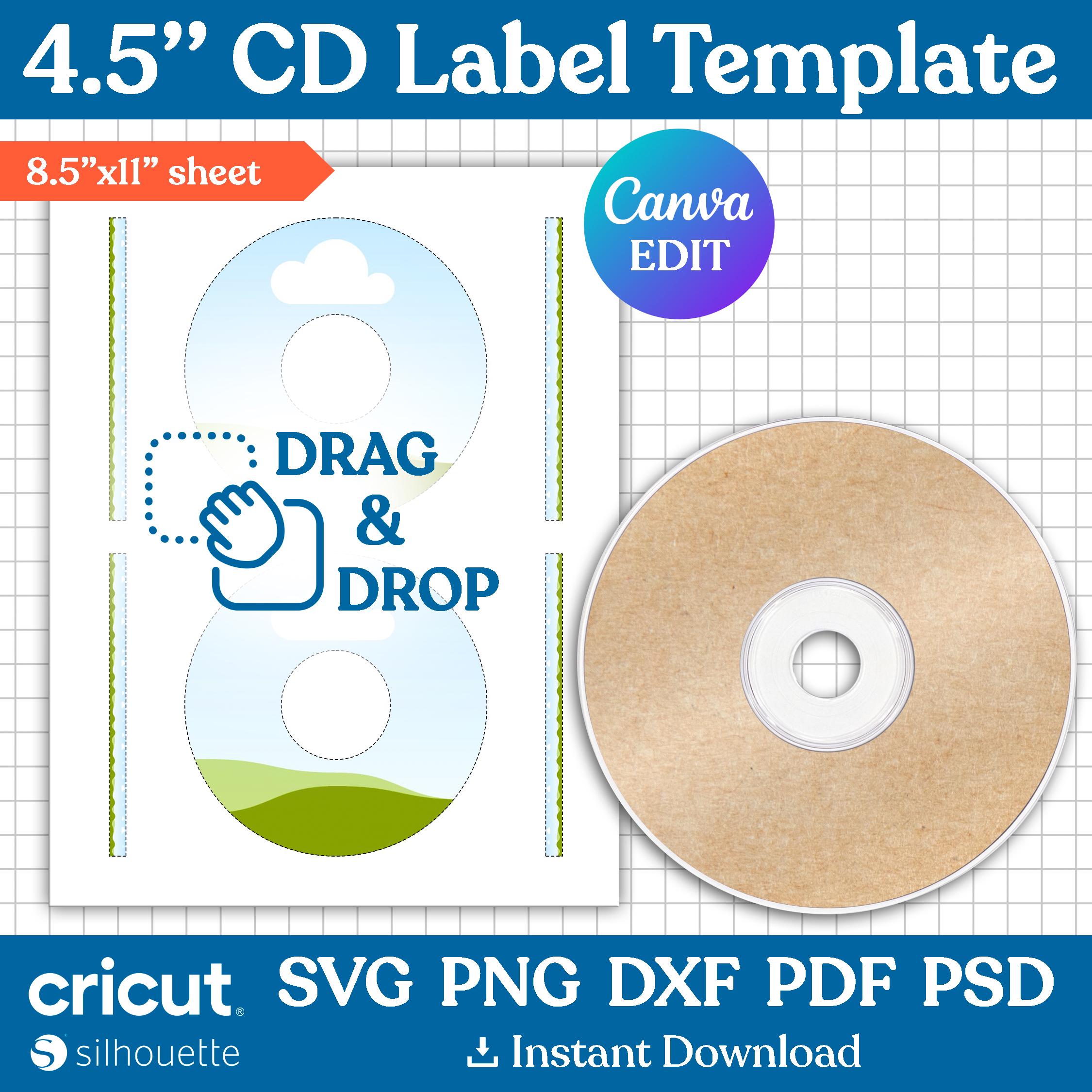4.5 Inches CD Label Template, Cd/dvd Disc Blu-ray Label Template, DVD ...