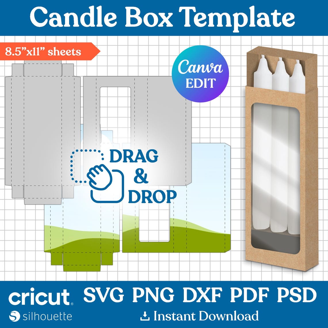 Candle Box Template BUNDLE, Candle Box Svg, Unscented Chandelier Candle ...