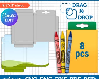 4pcs Crayon Box Template, Wax Crayon Box Template, Wax Color Pen Gift ...