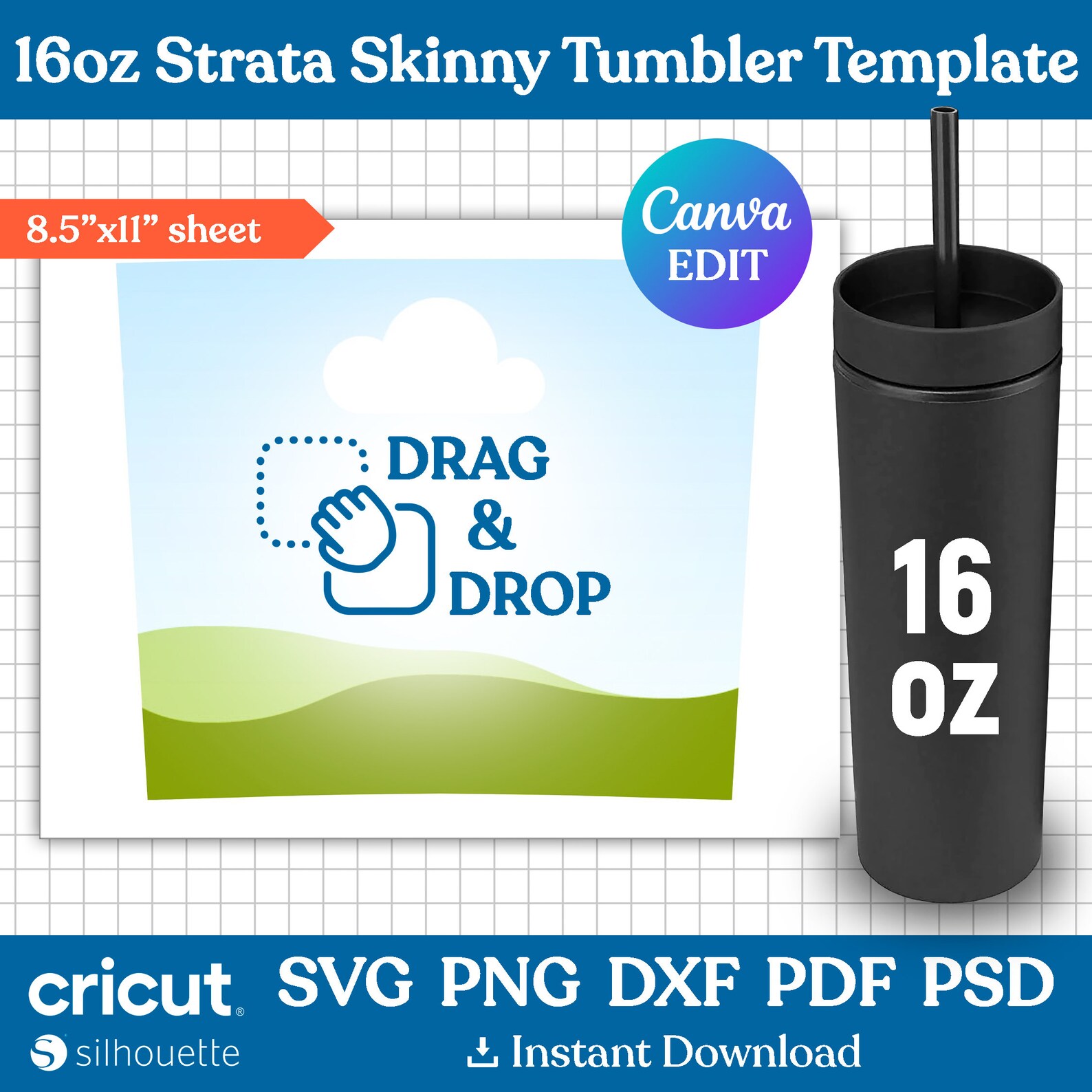16oz, 22oz, 24oz Strata Tumbler Template Bundle, 16oz Strata Skinny ...