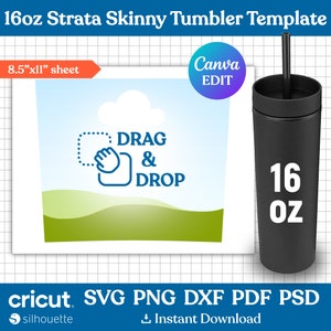 16oz, 22oz, 24oz Strata Tumbler Template Bundle, 16oz Strata Skinny ...
