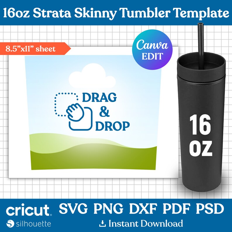 16oz, 22oz, 24oz Strata Tumbler Template Bundle, 16oz Strata Skinny ...