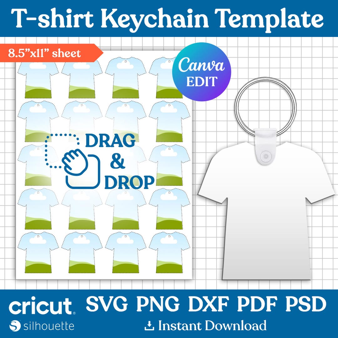 T-shirt Keychain Template, Keychain Template Svg, Keychain Sublimation ...