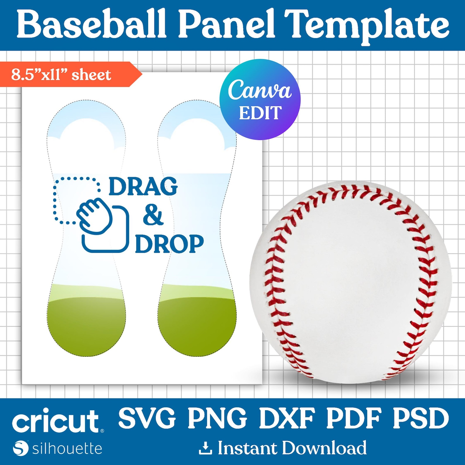 Baseball Panel Template Svg, Baseball Panel Blank Template, Custom ...