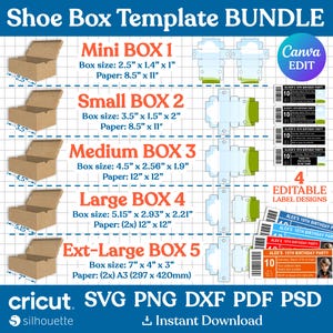 Shoe Box Template BUNDLE, Shoe Box Svg, Shoe Box Party Favor, Shoe Box ...