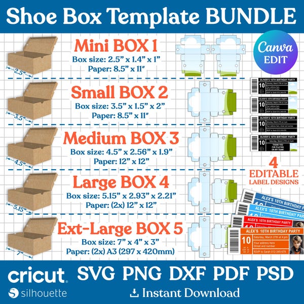 Box Shoes Template - Etsy UK