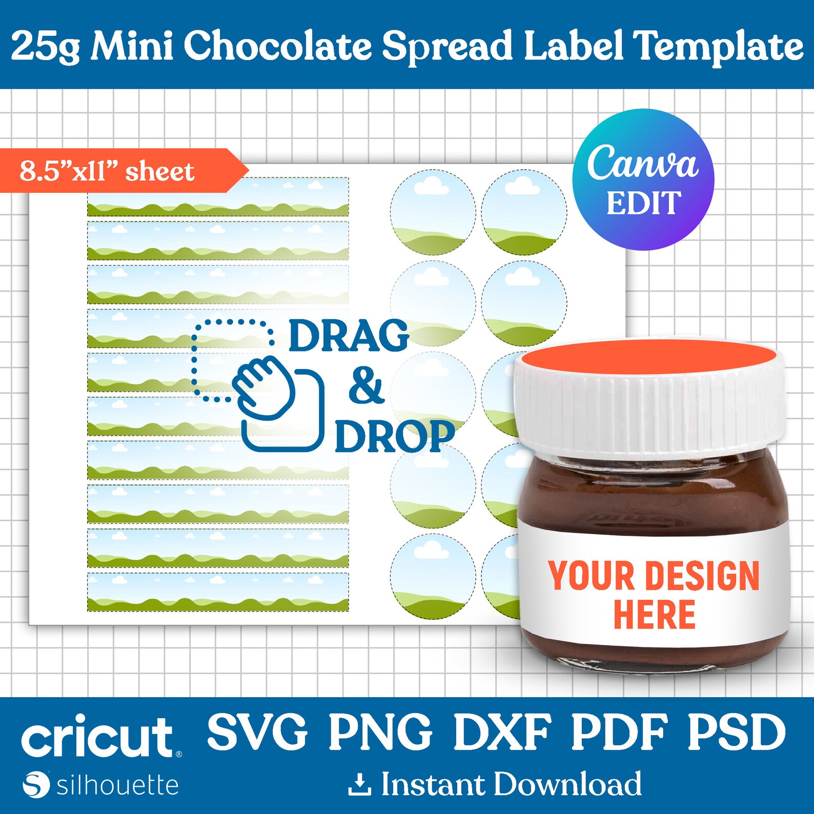 25g Mini Hazelnut Spread Label Template, Hazelnut Cocoa Spread Label ...