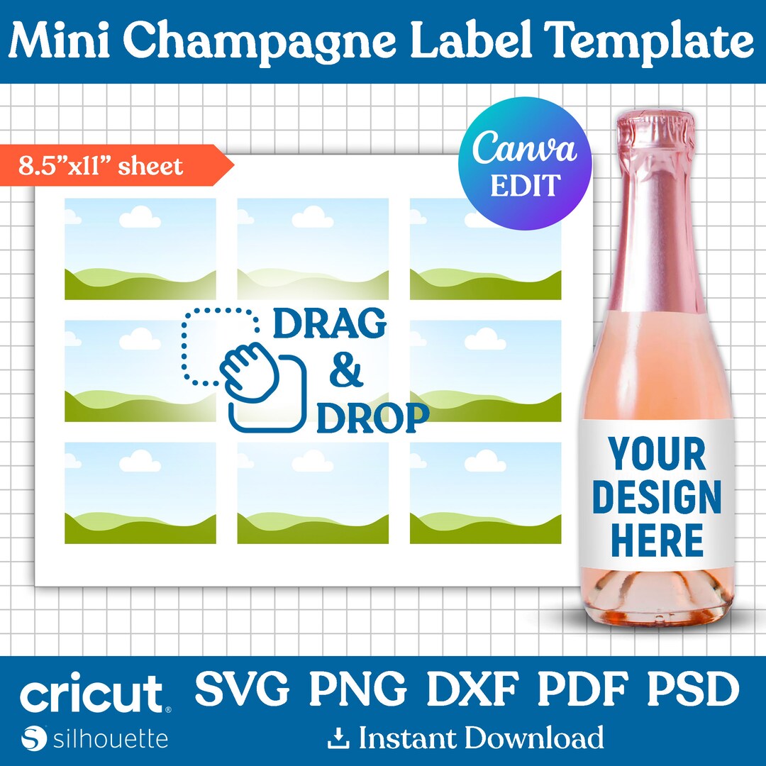Mini Champagne Label Template, Mini Wine Bottle Label, Wine Label Svg ...