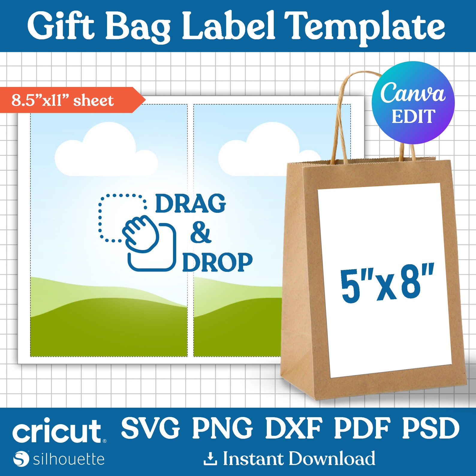 Gift Bag Label Template, Birthday Bag Template, Party Favor Template ...