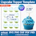 2.25 Inches Cupcake Topper Template, Birthday Cake Topper Template ...