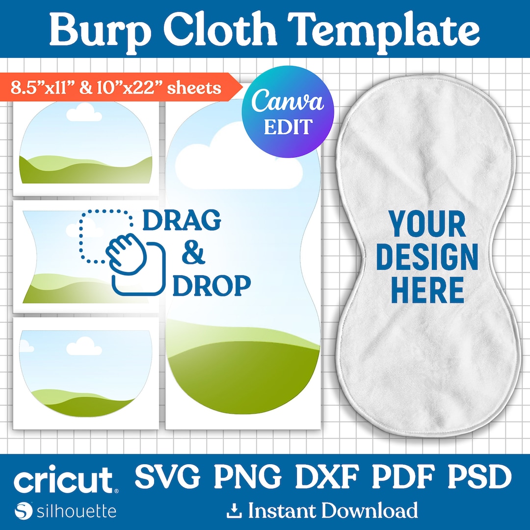 Baby Burp Cloth Template, Baby Burp Cloth for Sublimation, Baby Boy or ...