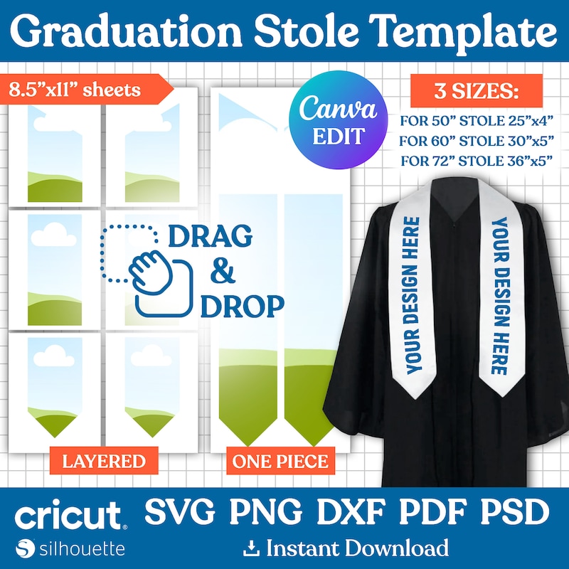 Graduation Stole Template - Etsy