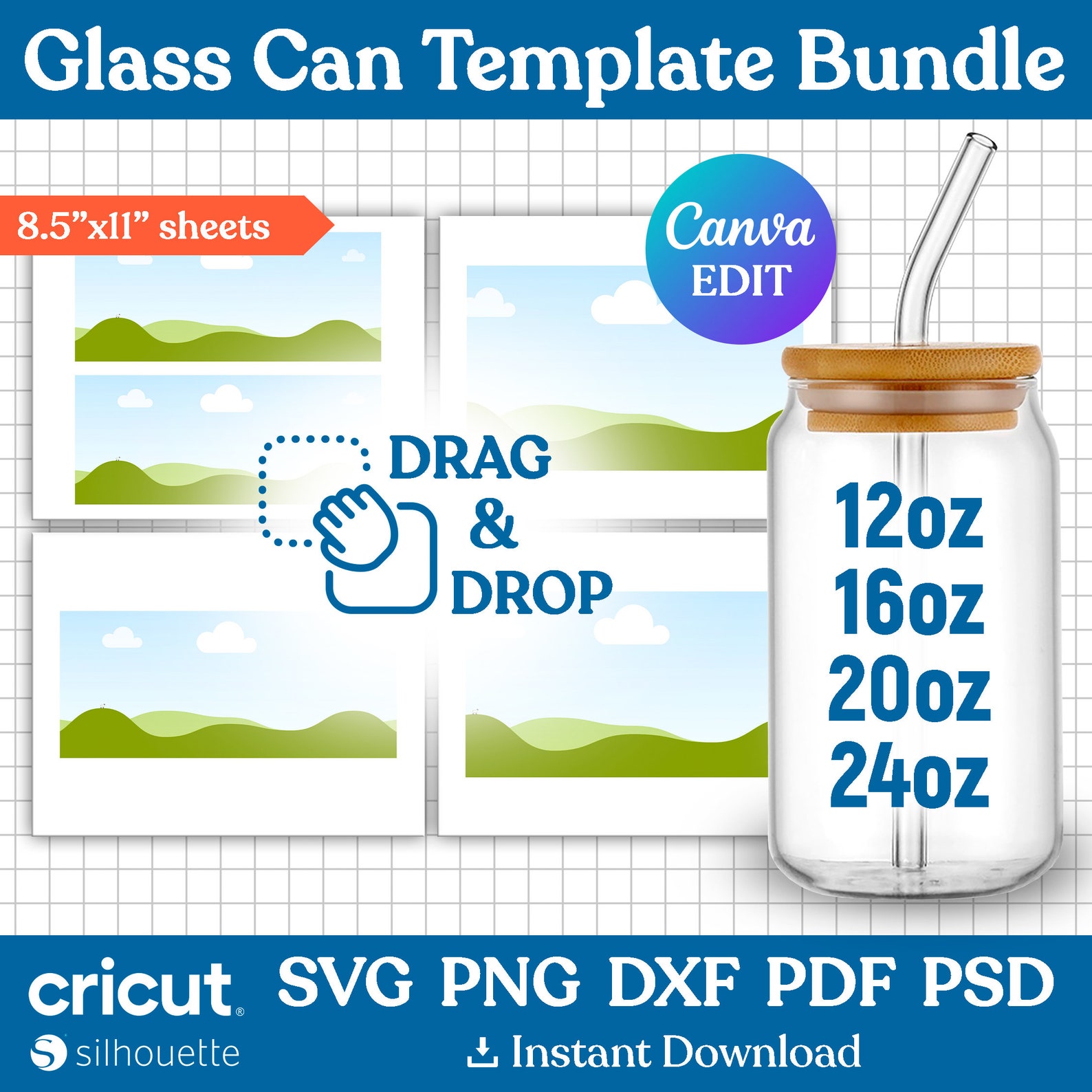 Libbey Glass Template Svg, Libbey Can Glass Template Bundle, Libbey ...