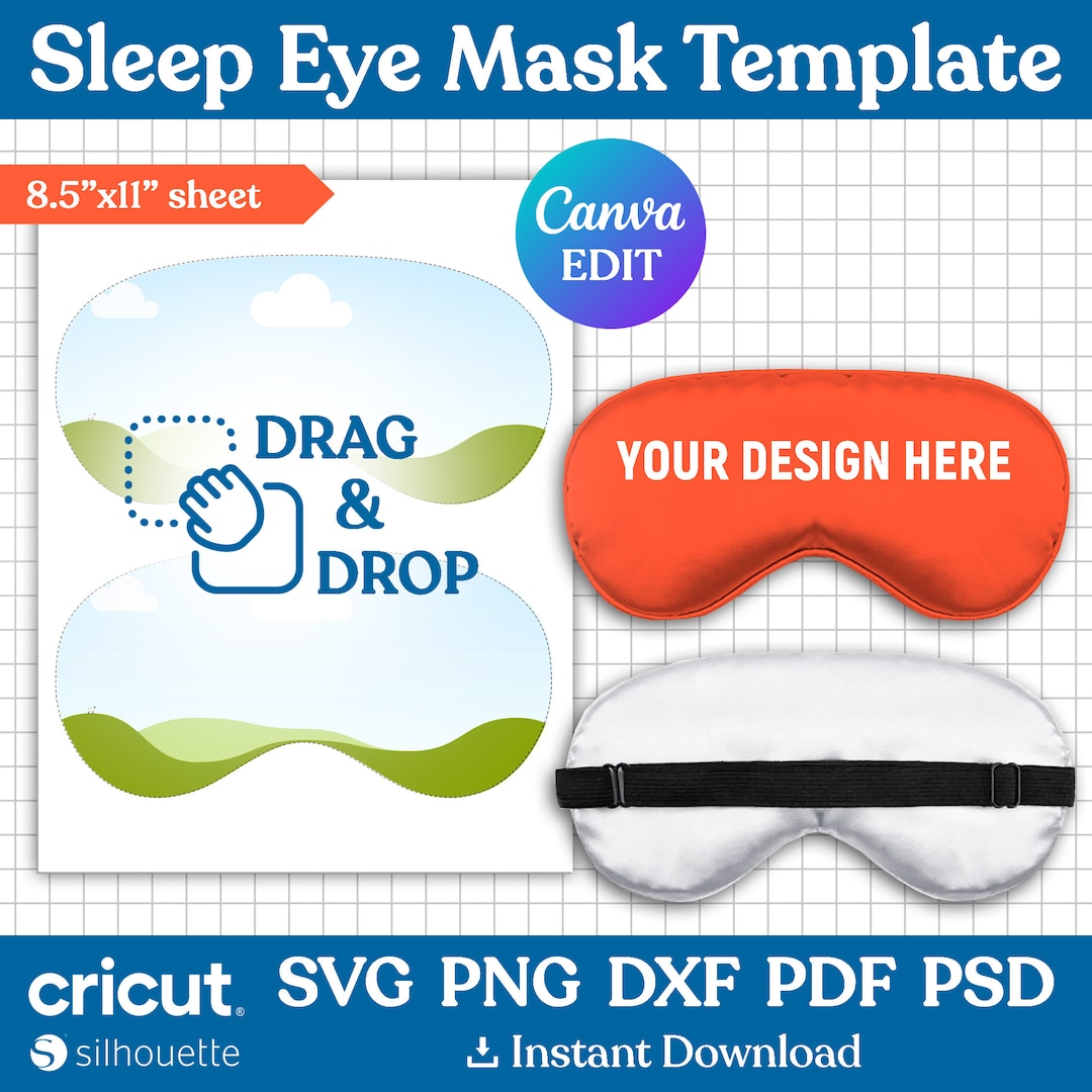 Sleeping Mask Svg, Sleep Eye Mask Template Sublimation, Customized Eye ...