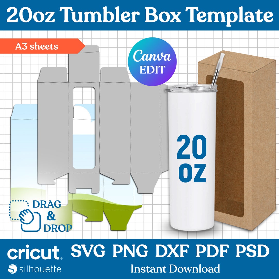20oz Skinny Tumbler Box Template, Tumbler Box Template, 20oz Tumbler ...